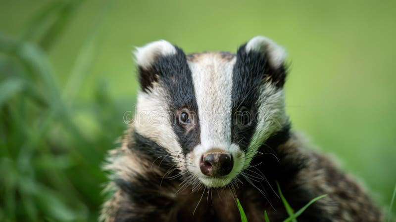 A Close Up of a Badger Standing in Some Grass, AI Stock Image - Image ...