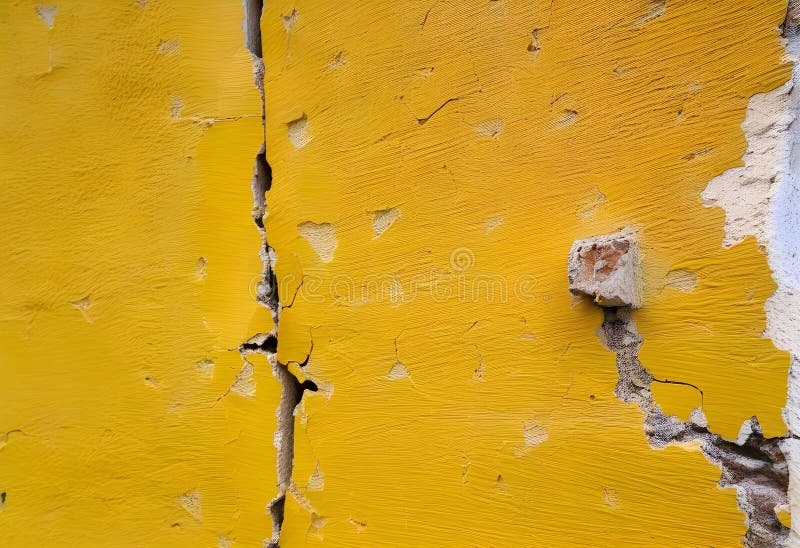 Close-up. Badly Fixed Building Facade Wall Covered with Cracks in ...