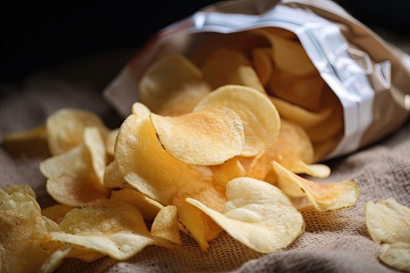 Close-up of Bag of Crispy, Salty Chips Stock Illustration ...