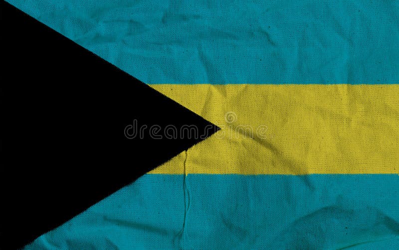 Close-Up of the Bahamian Flag with Fabric Details Stock Photo - Image ...