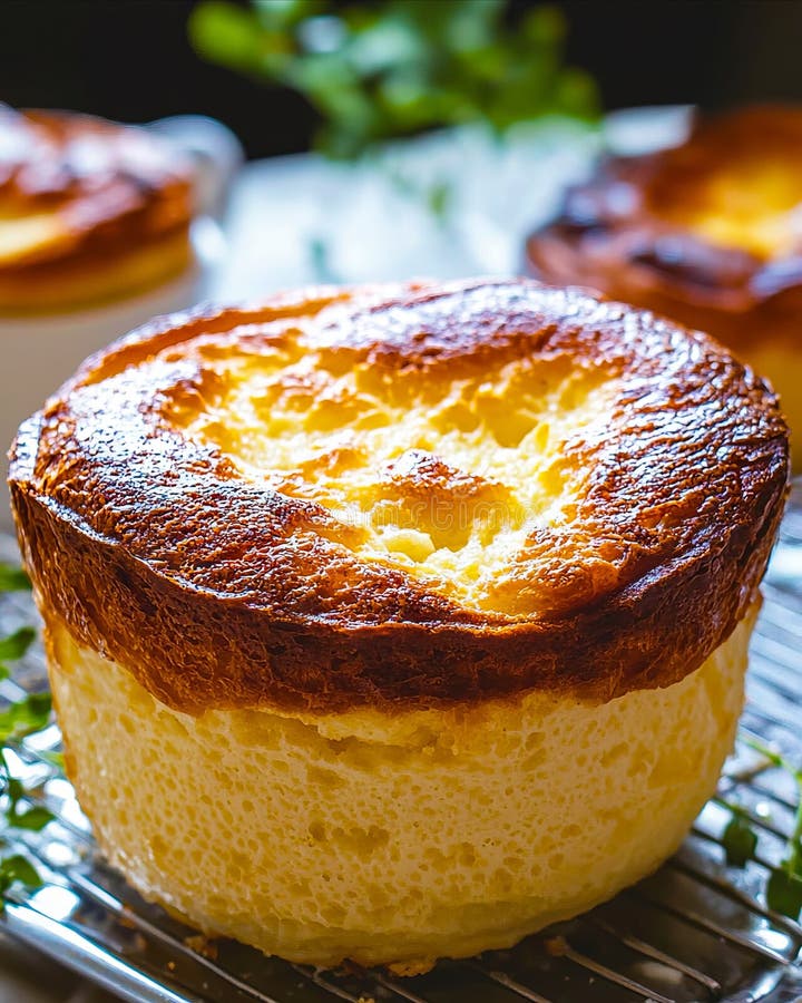 A Close Up of a Baked Souffle on a Cooling Rack Stock Image - Image of ...