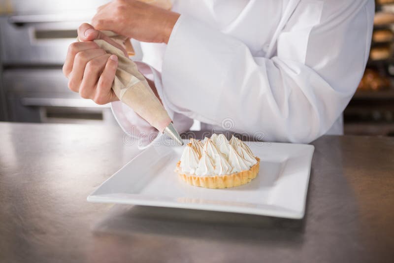 Close Up of Baker Preparing Handmade Cake Stock Image - Image of baker ...