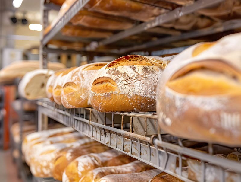 Close Up of a Baker S Fresh Loaves in Bakery Stock Illustration ...