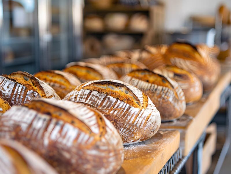Close Up of a Baker S Fresh Loaves in Bakery Stock Illustration ...