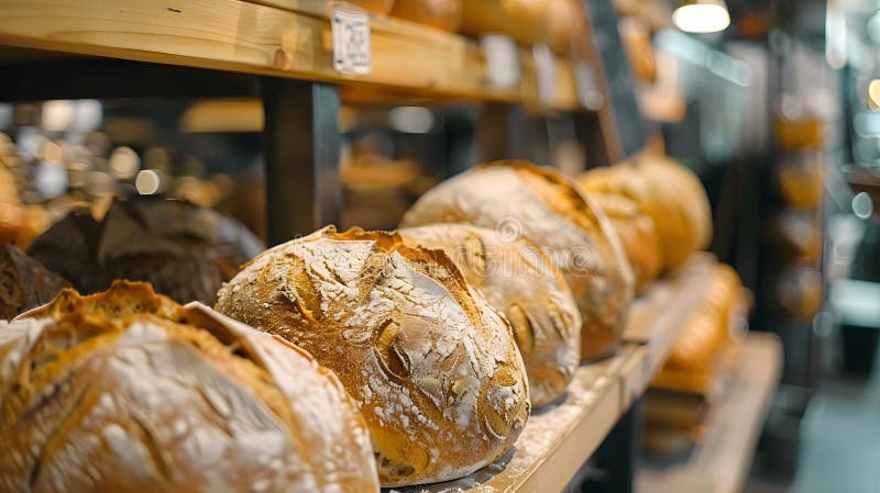 Close Up of a Baker S Fresh Loaves in Bakery Stock Illustration ...