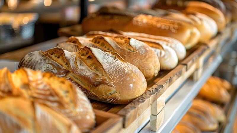 Close Up of a Baker S Fresh Loaves in Bakery Stock Illustration ...
