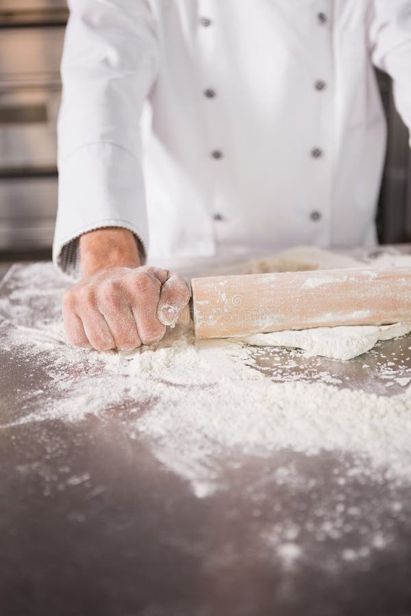 Close Up of Baker Using a Rolling Pin Stock Photo - Image of preparing ...