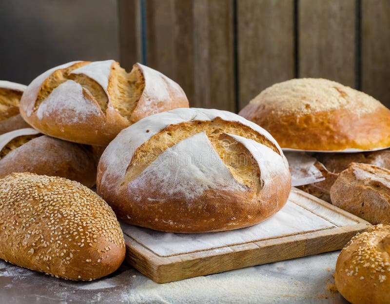 Close Up of a Bakers Fresh Loaves in a Bakery Stock Illustration ...