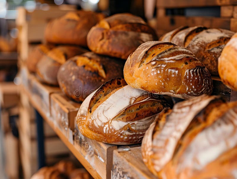 Close Up of a Bakers Fresh Loaves in a Bakery Stock Illustration ...