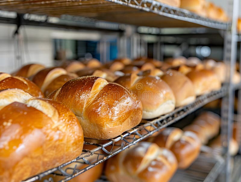Close Up of a Bakers Fresh Loaves in a Bakery Stock Illustration ...