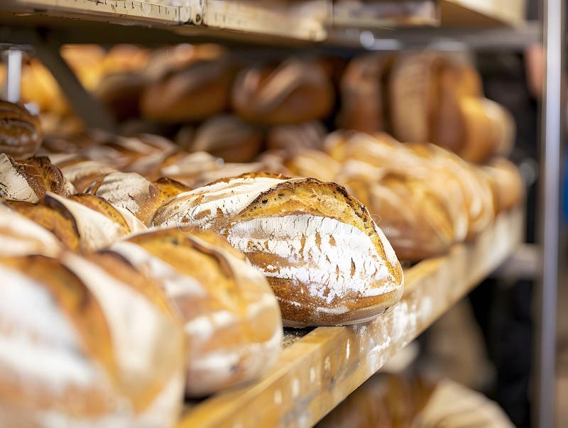 Close Up of a Bakers Fresh Loaves in a Bakery Stock Illustration ...