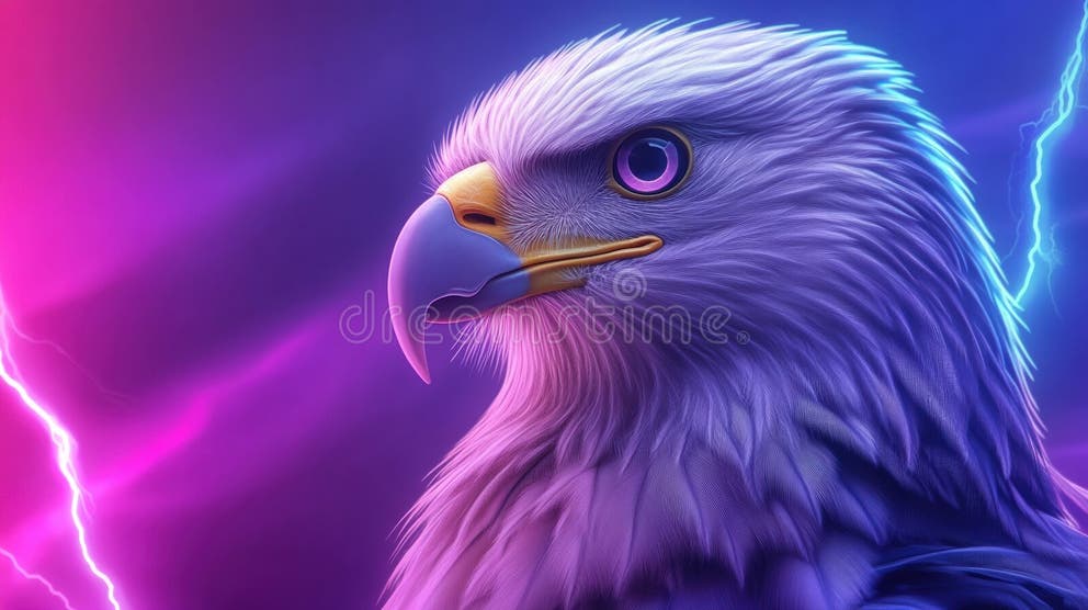 A Close Up of a Bald Eagle with Lightning Behind it, AI Stock Photo ...