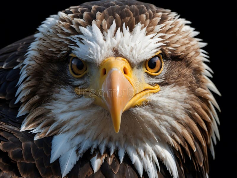 Close-Up of a Bald Eagle with Piercing Eyes on a Dark Background Stock ...