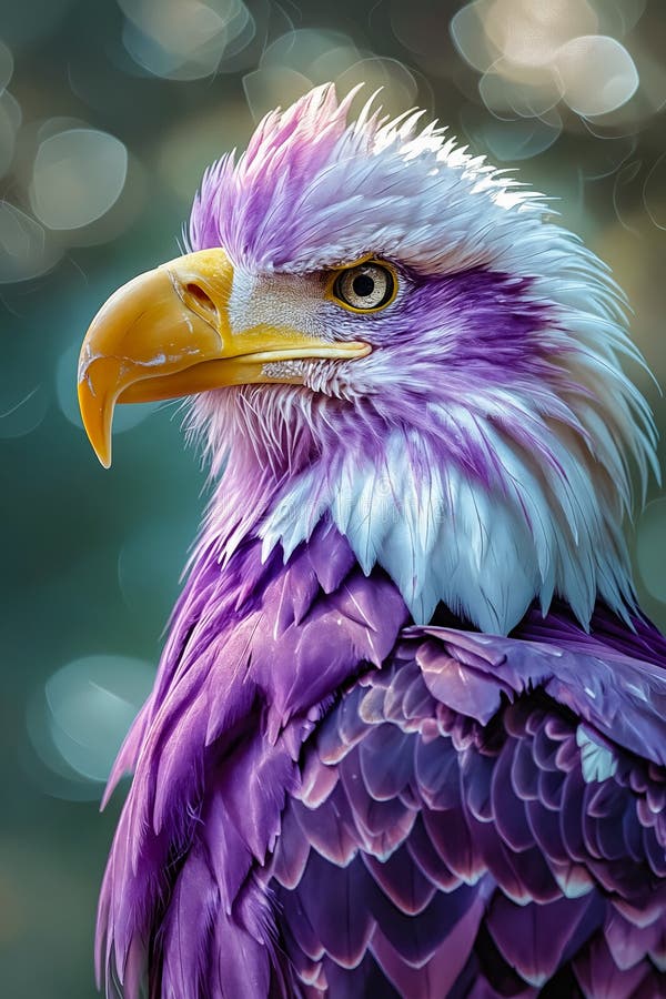 A Close Up of a Bald Eagle with a Purple and White Head. Generative AI ...