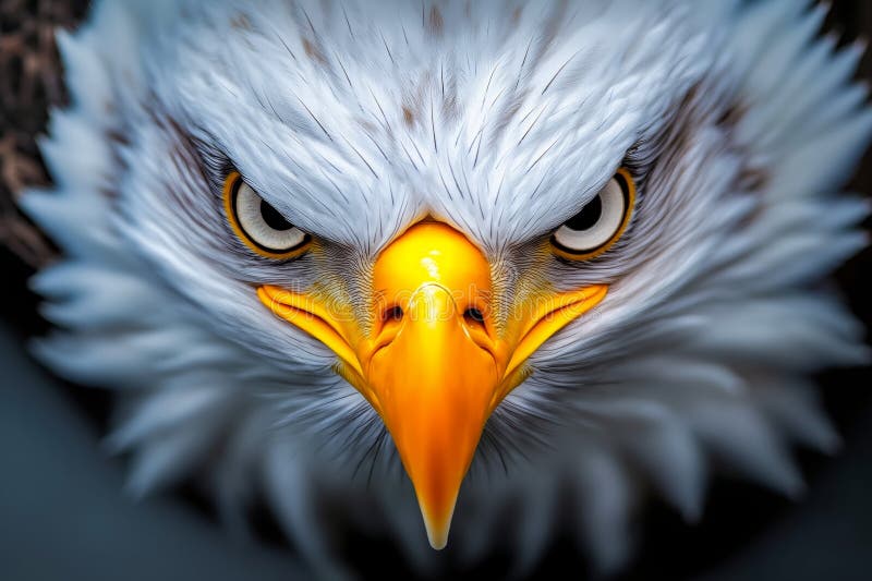 A Close Up of a Bald Eagle S Head with a Yellow Beak Stock Illustration ...