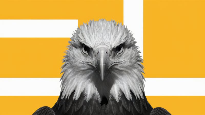 A Close Up of a Bald Eagle with Yellow and White Stripes, AI Stock ...
