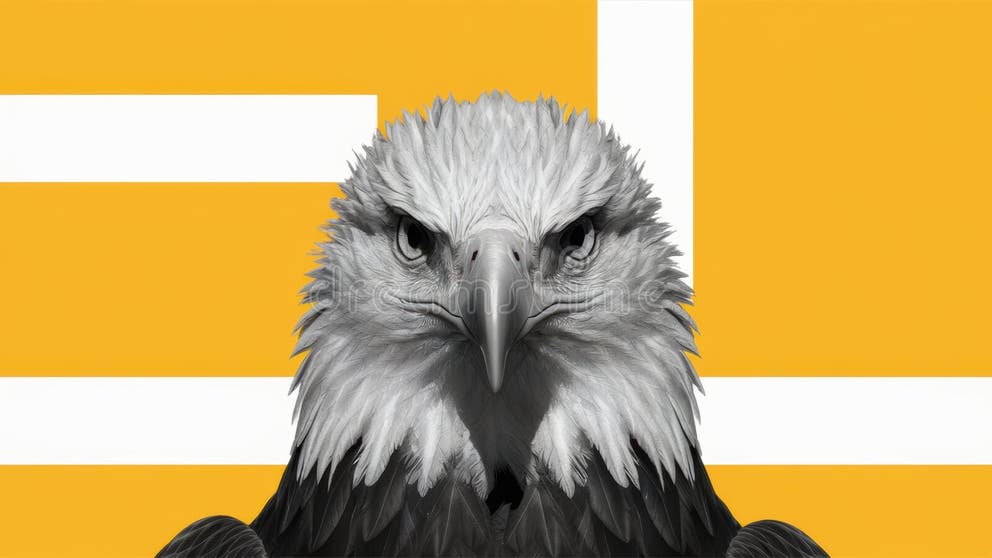 A Close Up of a Bald Eagle with Yellow and White Stripes, AI Stock ...
