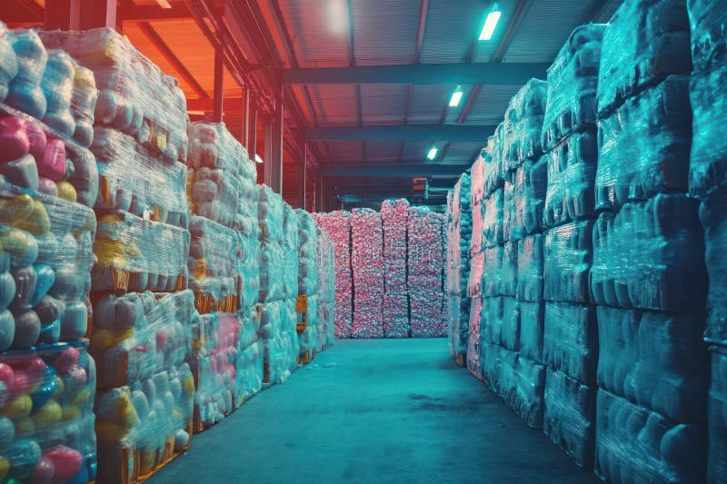 Close-up Bales of Compressed Plastic in Warehouse Stock Photo - Image ...