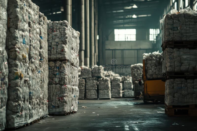 Close-up Bales of Compressed Plastic in Warehouse Stock Image - Image ...