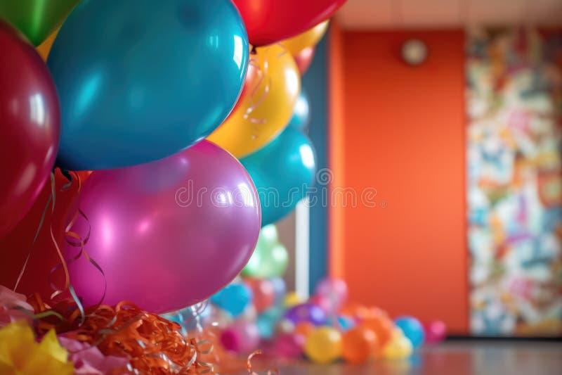 A Close-up of a Balloon Arrangement in a Corner Stock Image - Image of ...