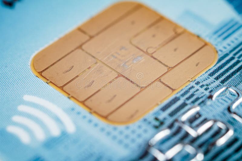 Close-up of a Bank Card Chip Demonstrating Contactless Payment Stock ...