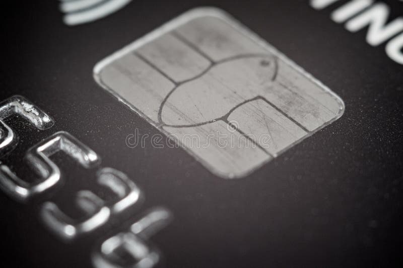Close-up of a Bank Card Chip Demonstrating Contactless Payment Stock ...