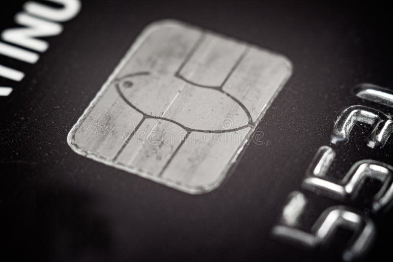 Close-up of a Bank Card Chip Demonstrating Contactless Payment Stock ...