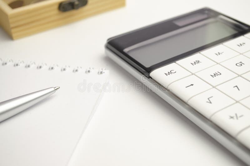 Close-up of Bank Statement, Calculator, Stack of Coins and Pen. Bank ...