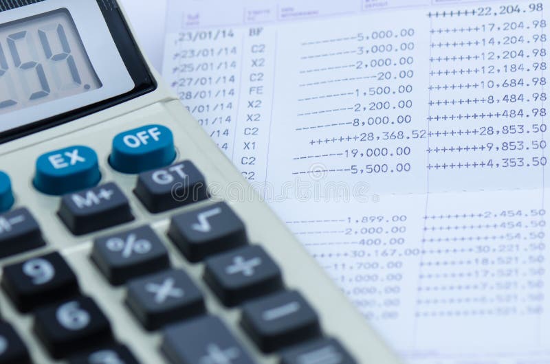 Close Up Bank Statement Withe Calculator Stock Photo - Image of ...