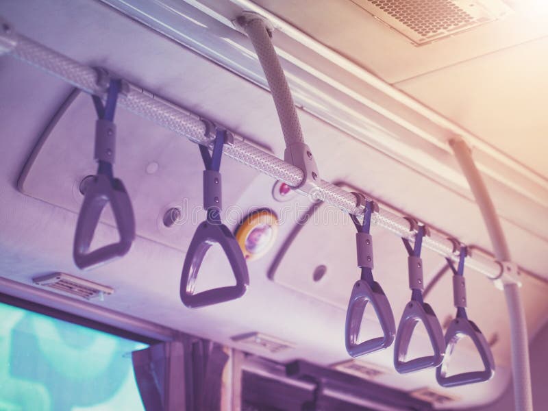 Bar and Handle Grip on Ceiling of Bus Stock Photo - Image of asia ...