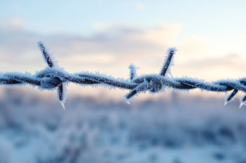 A Close-up of a Barbed Wire Fence. Protected Area, Fenced Off with a ...
