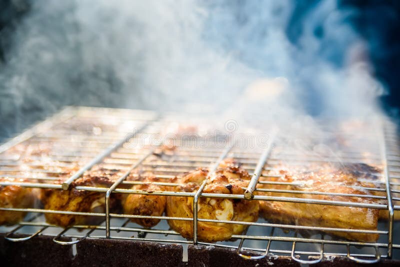 Close-up barbeque grill stock photo. Image of fried - 117226346