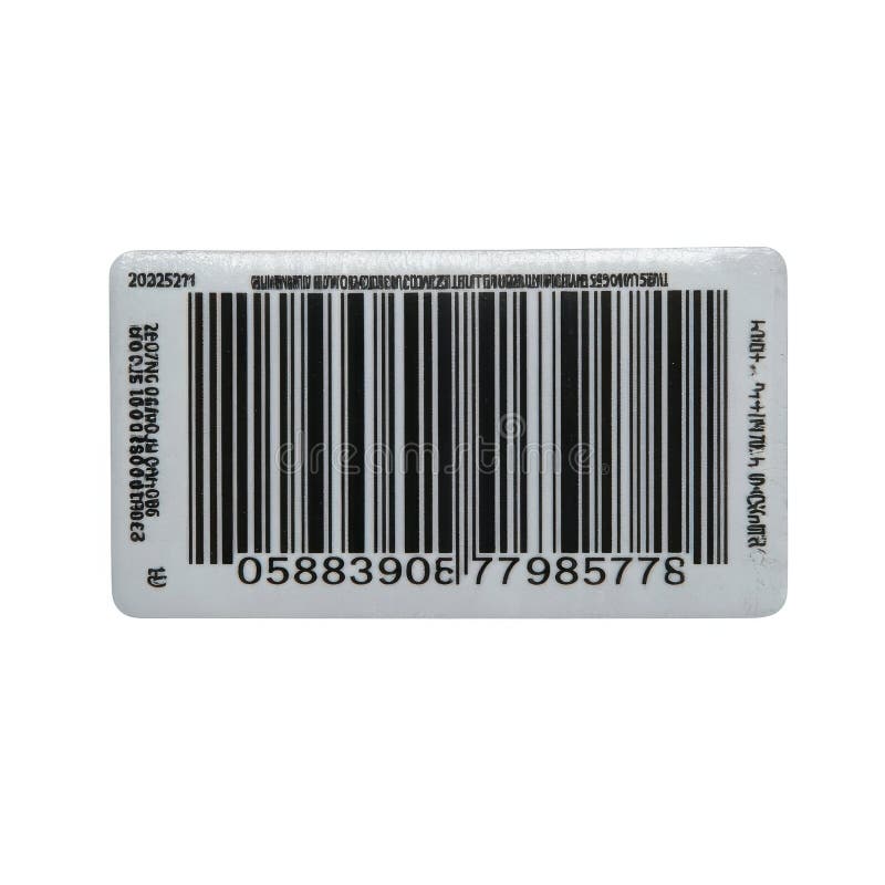 Close Up of a Barcode with Numbers and Text Isolated on White ...