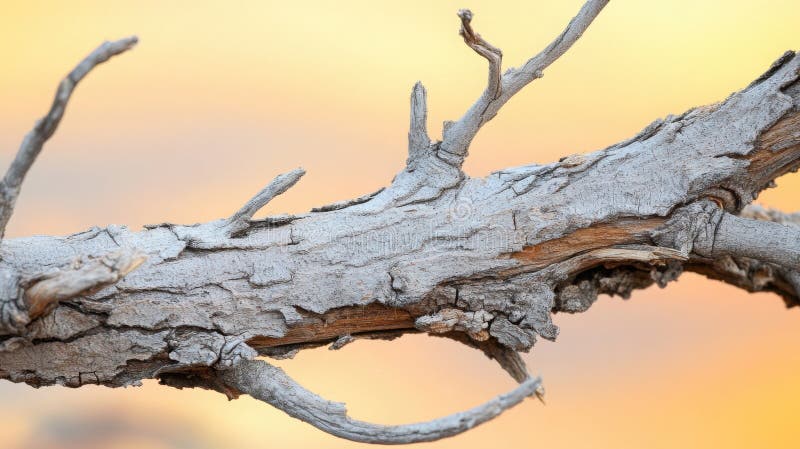 Close-up of Bare Tree Limb with Twigs Against a Cloudy Autumn Sky Stock ...