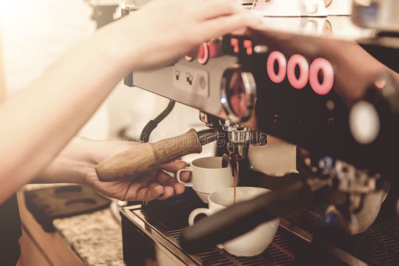 Close-up of barista hand stock image. Image of cappuccino - 266047059