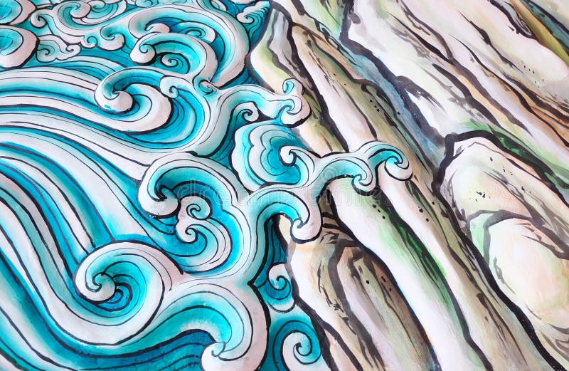 Close Up of Bas Relief Wave Concrete Sculpture Background Texture Stock ...