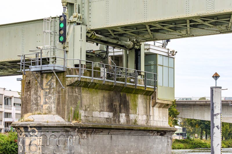 Close-up of Base Pier of Vertical Drawbridge at Sint Servaasbrug Bridge ...