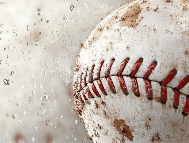 Close Up of Baseball Ball with Drops of Water on the Floor Stock ...