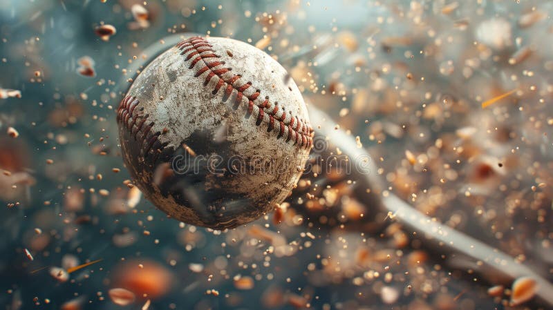 A Close-up of a Baseball and Bat in Action. Stock Photo - Image of ...