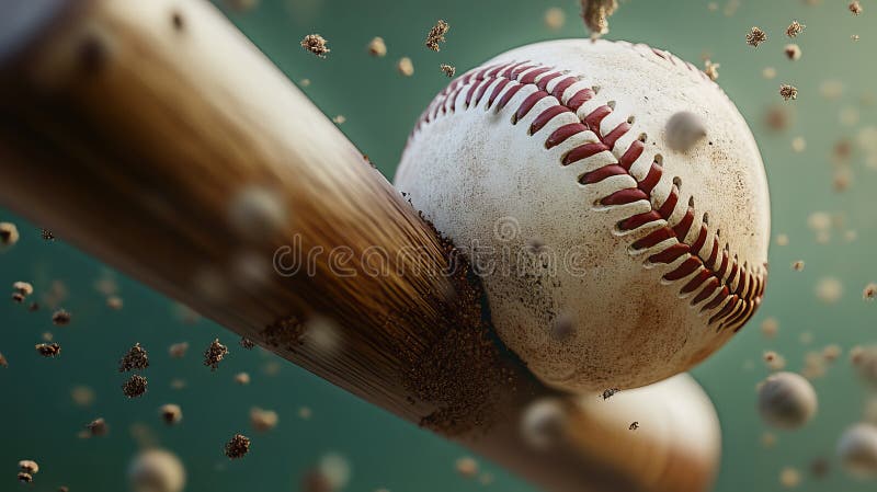 Close-Up of Baseball Bat Hitting a Ball Stock Illustration ...