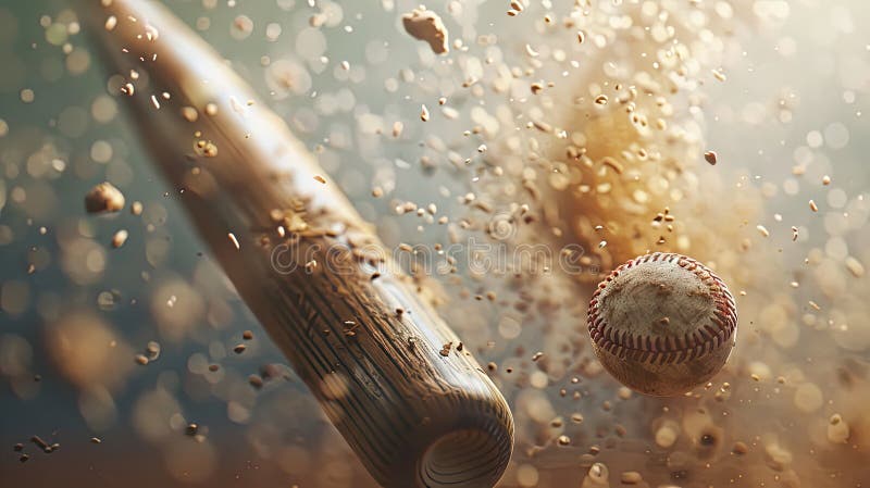 Close-up of a Baseball Bat Hitting a Ball. Selective Focus Stock ...