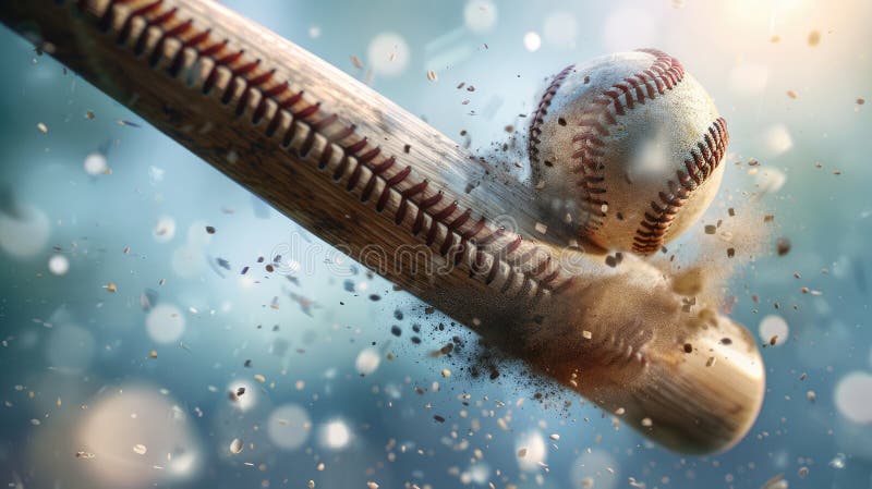 Close-up of a Baseball Bat Hitting a Ball. Selective Focus Stock ...