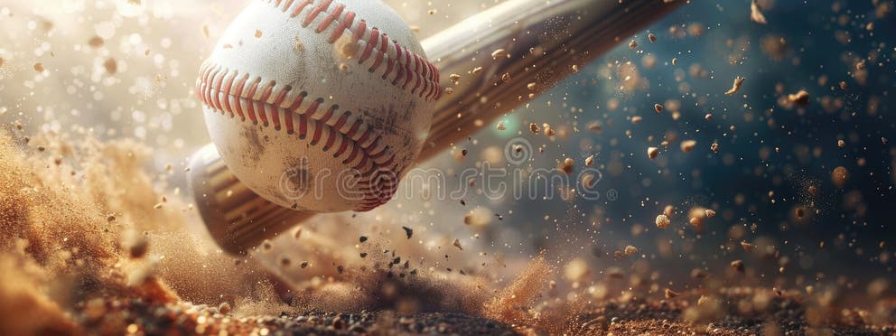 Close-up of a Baseball Bat Hitting a Ball. Selective Focus Stock Photo ...