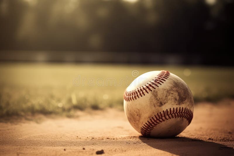 Close Up of Baseball on Baseball Field, Created Using Generative Ai ...