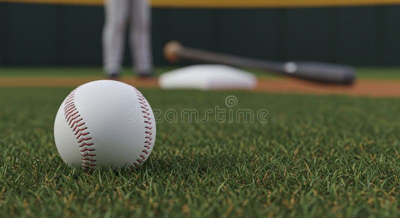 Close-up of a Baseball on a Grassy Field Stock Illustration ...