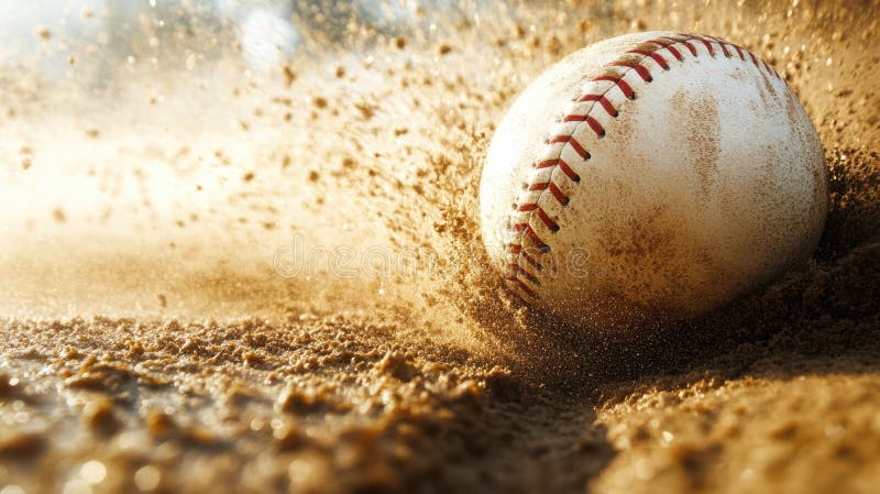 A Close-up of a Baseball Lying in the Sand, with a Blurred Background ...