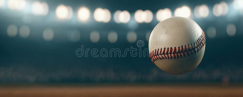 Dramatic Baseball Close Up Night Game Stadium Lights Action Shot Stock ...