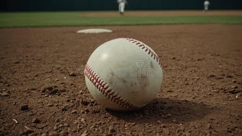 Close-up of a Baseball on the Pitcher S Mound in a Stadium Setting ...