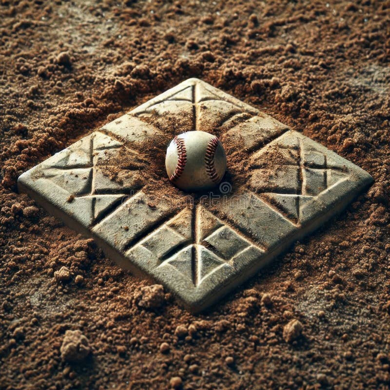 Close-up of a Baseball or Softball Base in the Dirt with Visible Wear ...