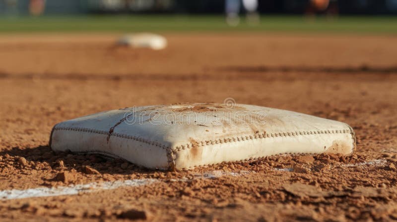 Close-up of a Baseball or Softball Base in the Dirt with Visible Wear ...